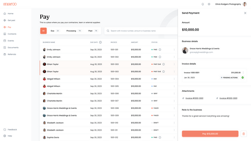 Maroo | Payments for weddings & events